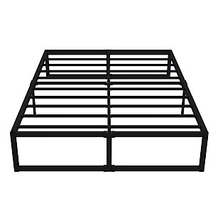 Lutown-Teen 16 Inch King Size Bed Frame Sturdy Mattress Foundation, Heavy Duty Metal Platform with Steel Slats Support No Box Spring Needed, Noise Free, Easy Assembly, Black