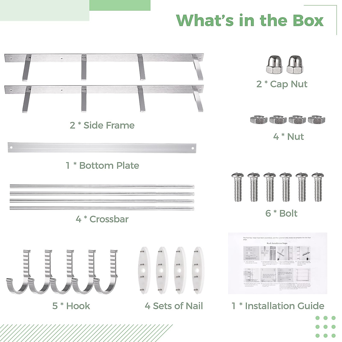 BATTIPAW 4-Tier Ribbon Wall Holder, Ribbon Wall Rack with Sliding Hooks, Wall Mounted Ribbon Organizer, Sewing Thread Wall Holder, Metal Wall Rack for Wire Spools, Fabric, Scarves, Belts, Towels