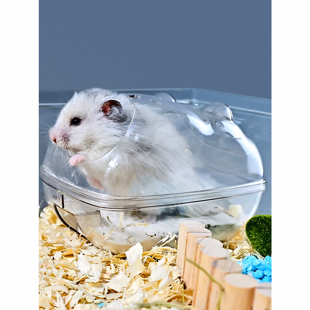 QWINEE Hamster Sand Bath Tub Transparent Hamster Toilet Bath Container Cage Accessories for Gerbil Syrian Mouse Chinchilla and Other Small Animals Clear S