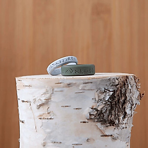 Enso Rings Etched Bevel Silicone Wedding Ring - Comfortable and Flexible Design for Active Lifestyle - Pine Peak, Size 14