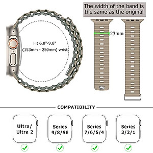 Anlinser Bands Compatible with Apple Watch Band 49mm 45mm 44mm 42mm, Adjustable Sport Loop Designed for Apple Watch Ultra 2/Ultra SE Series 9 8 7 6 5 4 3 (Khaki/Gray Green)