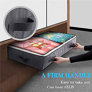 Large clothing organization organizer storage bag Under bed storage bag organization container for room organization. Has sturdy handles and metal zippers, with clear windows for blankets and clothes. (1)