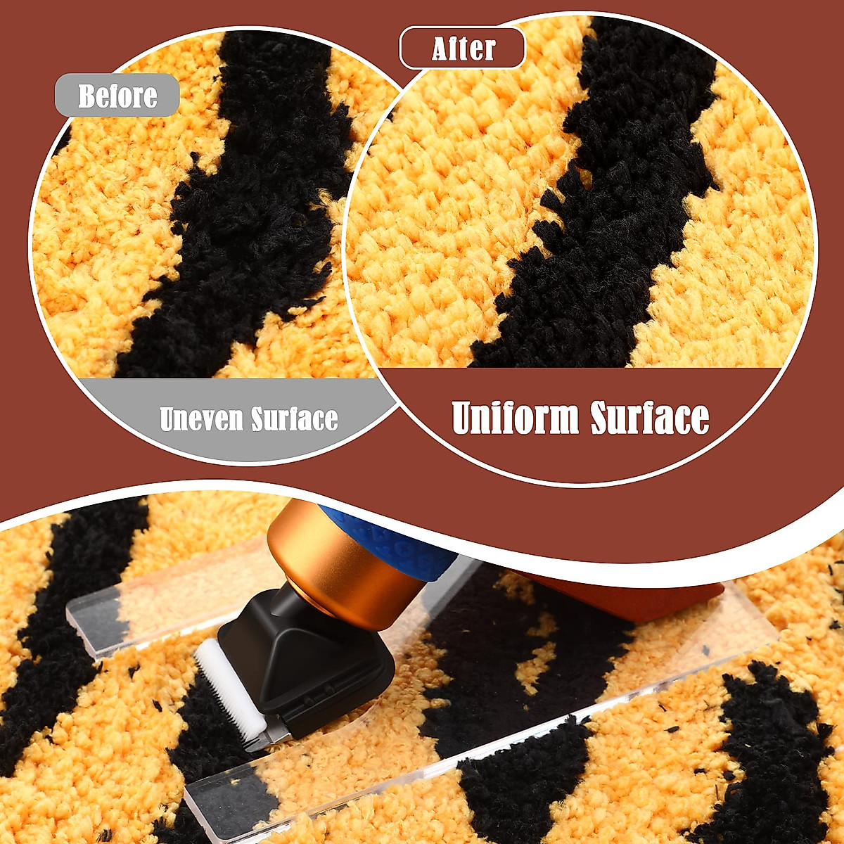 Shearing Guide for Carpet Trimmer to Keep Your Rug Surface Uniform Solid Wood Acrylic Shearing Guide for Rug Tufting Suitable for Carpet Trimmer Only, Excluding Carpet Trimmer (Brown)