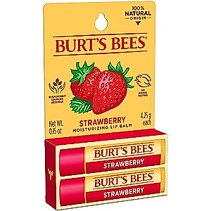 Burt's Bees Lip Balm - Strawberry, Lip Moisturizer With Responsibly Sourced Beeswax, Tint-Free, Natural Origin Conditioning Treatment, 2 Tubes, 0.15 oz.