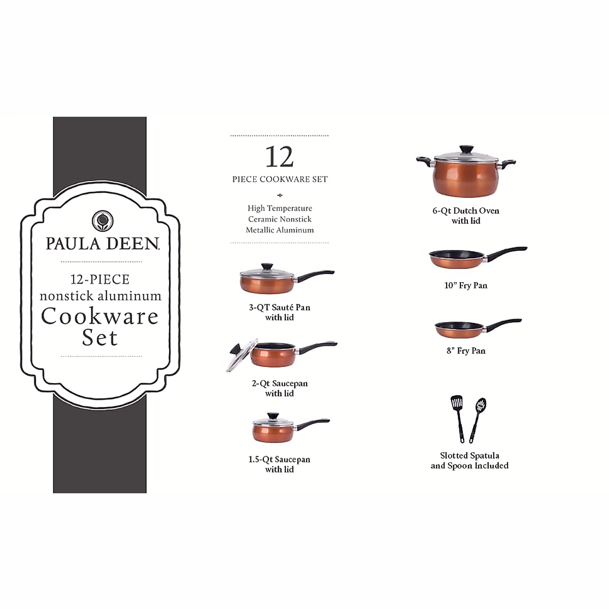 Paula Deen PD12PASSBK 12 Piece Cookware Set Black