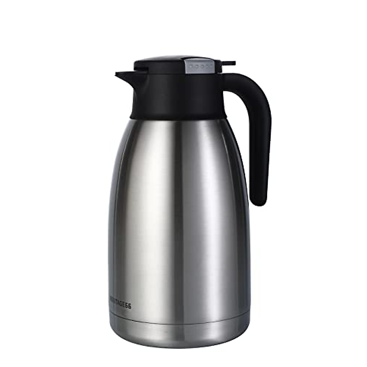 Heritage66 Stainless Steel Thermal Coffee Carafe Triple Wall Thermal Vacuum insulated 12 hours heat Retention/24 hours cold Retention Tea, Water, and Coffee Dispenser (2 Liter wide mouth)