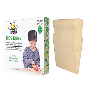 Bee9 Maple Wood Kids Knife, Kitchen Tool for Toddler and Kids Cooking. Toddler Knife/Montessori Kitchen.