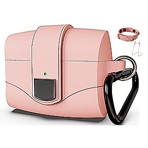 OCING 5 in One Airpods Pro Case Cover with Secured Lock (Designed in Oct. 2022), 360° Full Body Protective Case for Airpod Pro 2019 with Keychain, Supports Wireless Charging (Pink)
