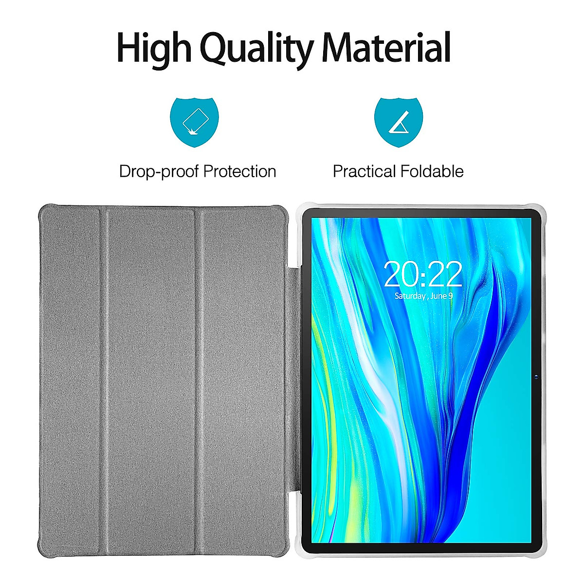 Pritom 10 inch Tablet Cover Case Compatible with Pritom Touch 10 or M10（3G Tablet 10 inch - Fixed Viewing Angle, Stand Folio and All-Round Protection