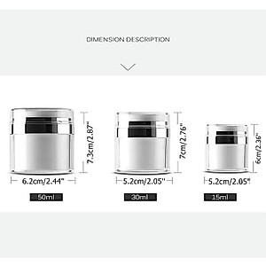 Airless Pump jar - 15/30/50ml Cream jar Vacuum Bottle, Lotion Dispenser with Pump, Travel Containers for Lotions and Creams Proof Leak-Proof DIY Travel (15ml)