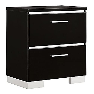 BOWERY HILL 2pc Black Wood Bedroom Set - 2 Nightstands Finish