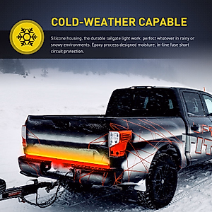 Nilight Triple Row 60 Inch 504 LEDs Truck Tailgate Light Bar Strip with Red Tail Brake Sequential Amber Turn Signal White Reverse Back Up Lighting Modes for Pick Up Truck SUV