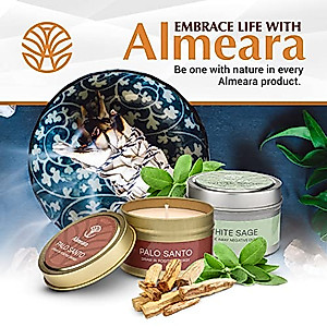 Almeara Space Cleansing Kit Sage Candle and Palo Santo Candle Set 3.7oz Each - 100% Soy Wax Candles with Concentrated Essential Oil - Cleanse Negative Energy - Restore Positive Vibrations