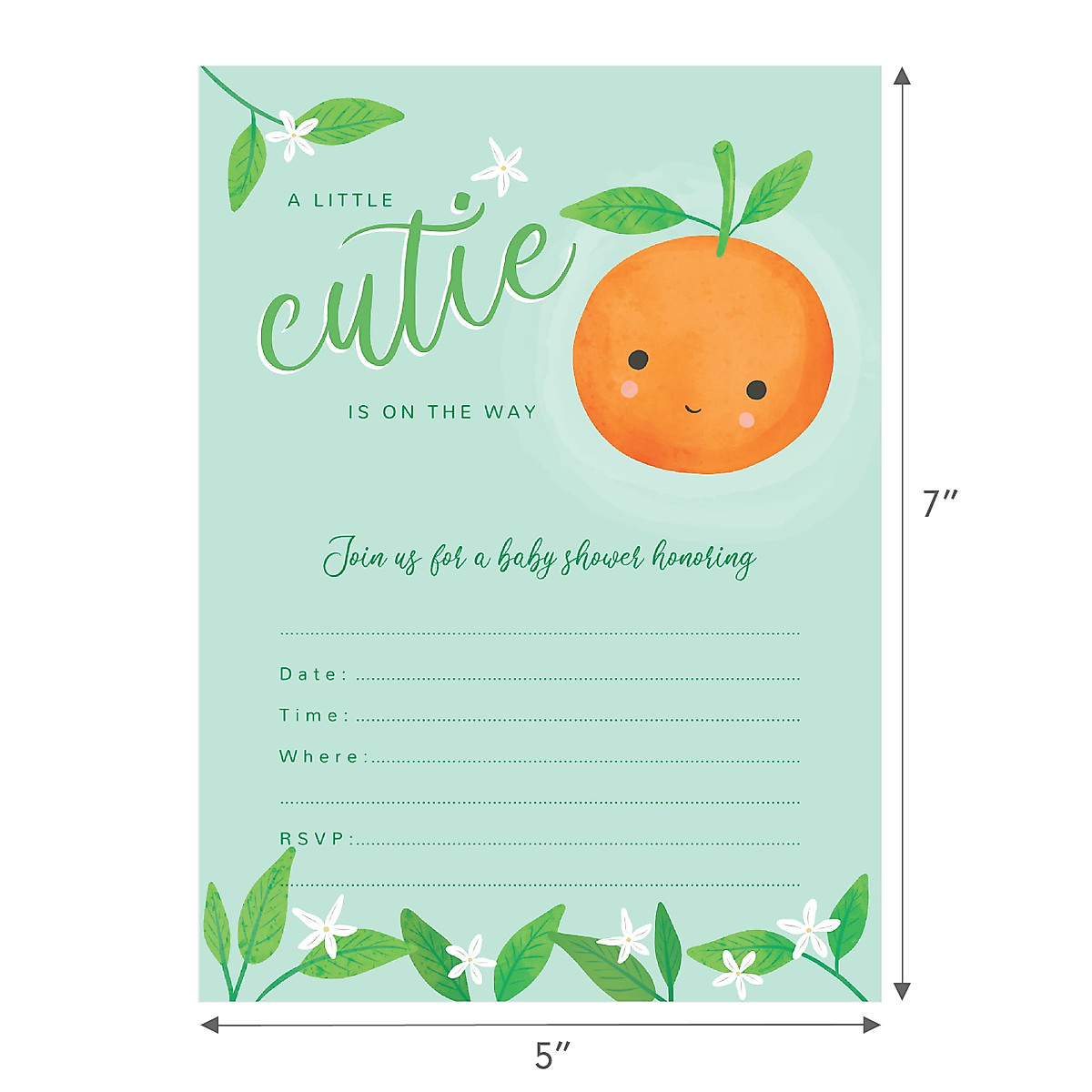 Wish Clover Little Cutie Baby Shower Invitations Fill-In Style (24-Count) Envelopes Included