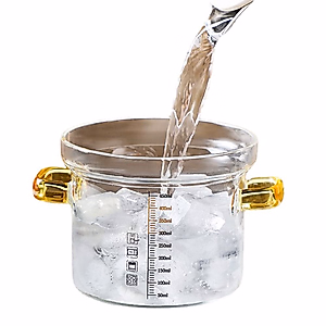 0.45L/15.8oz Mini Glass Saucepan with Cover, Saucepans Glass Pot Casserole, Heat-resistant Glass Cooking Pot Covered Saucepan with Lid Cookware Stockpots for Cooking, Baking, Serving,