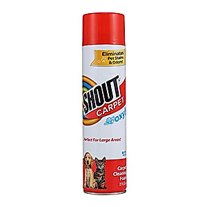 Shout Carpet Aerosol Stain and Odor Foaming Spray with OXY Power | Completely Removes Tough Urine Stains & Prevents Pet from Remarking | Safe for Kids & Pets | Fresh Scent