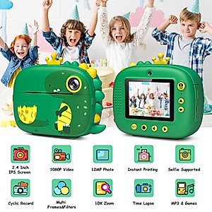 Kids Instant Camera for 3-8 Toddlers Boys Girls Christmas Birthday Gifts 2.4 Inch Screen 12MP / 1080P HD Video Camera Baby Instant Print Digital Camera