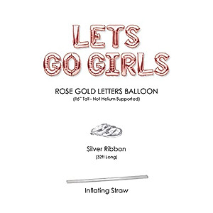 PartyForever LETS GO GIRLS Balloons Banner Rose Gold Bachelorette Party Decorations Sign