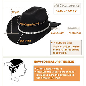 Glitter Silver Black Cowboy Hats for Women - Western Sparkly Rhinestone Cowgirl Hat for Ladies