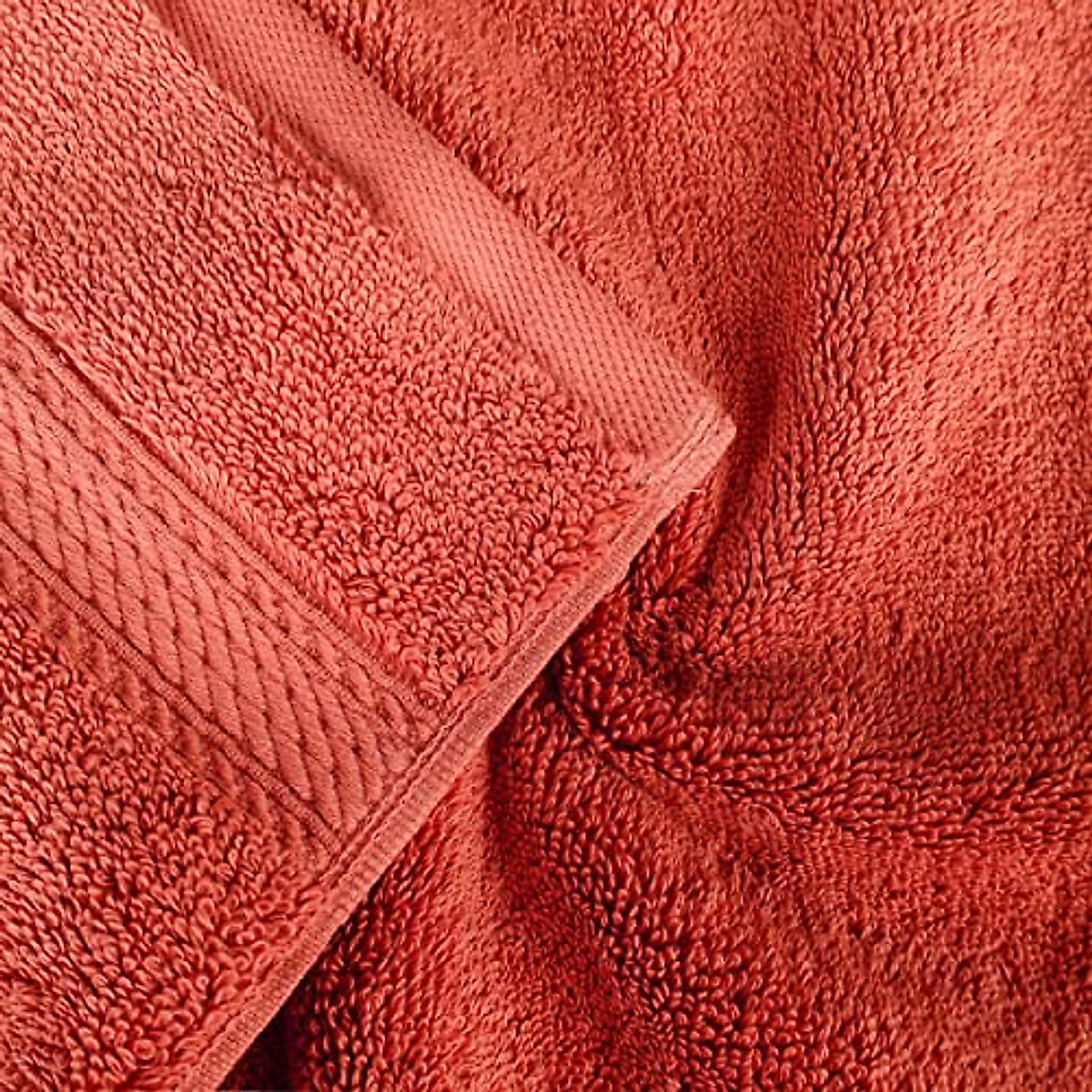 SUPERIOR Egyptian Cotton 8-Piece Solid Towel Set, Washcloths 13” x 13”, Hand Towels 20” x 30”, Bath Towels 30” x 55”, 800 GSM, Coral, 8-Pieces