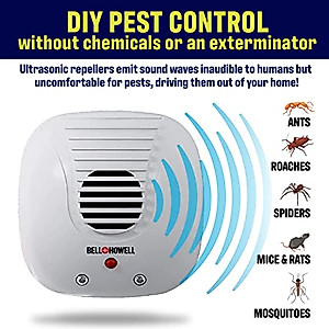 Bell + Howell Ultrasonic Pest Repeller Home Kit (Pack of 3), Ultrasonic Pest Repeller, Pest Repellent Dust to Dawn Sensor for Home, Bedroom, Office, Kitchen, Safe for Human and Pet
