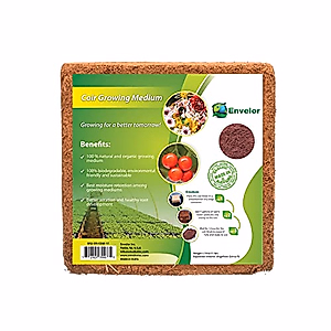Envelor Coco Coir Brick Coconut Fiber for Plants Natural Garden Soil for Vegetables Potting Soil Block Coco Peat Coco Coir Bulk Coconut Husk Planting Soil 10 lbs Compressed Coconut Coir Brick, 1 Pack