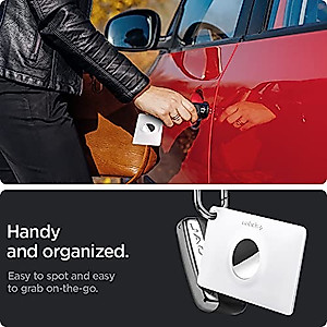 Spigen Air Fit Designed for Apple AirTag Wallet Card Case Cover AirTag Holder for AirTag Keychain Ring (2021) - White