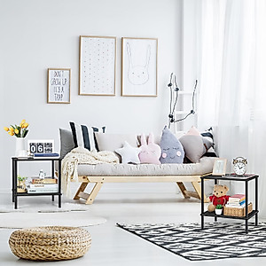 melos 2 Tier Bookshelf, Classically Tall Bookcase Shelf Storage Organizer, Modern Book Shelf for Bedroom, Living Room and Home Office, Black