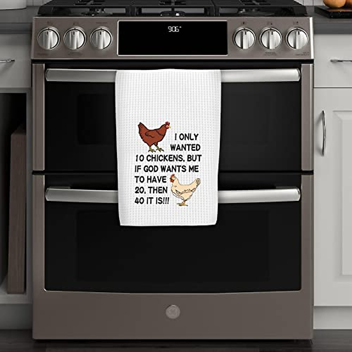 WCGXKO Chicken Gift Chicken Lover Gift Funny Chicken Kitchen Towels Housewarming Gift for Chicken Owner (40 Chickens)