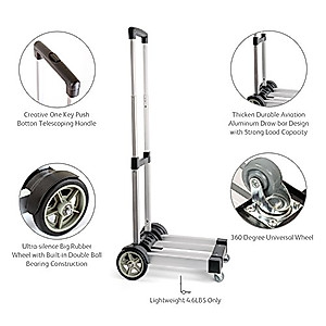 Waygo Aluminum Folding Hand Truck, Light Weight Foldable Dolly, Folding Cart with Wheels for Cargo and Shopping