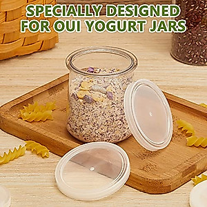 Tessco Yogurt Container Lids Canister Not Included Clear Plastic Jar Replacement Covers Compatible with Oui Jars(24 Pieces)