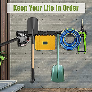 Housolution Heavy Duty Tool Storage Rack 48 Inch Garage Tool Organizer Storage System Max 264 lbs, 3 Rails with 6 Adjustable Wall Hooks, Tool Holder Wall Mount for Warehouse, Basement, Workshop