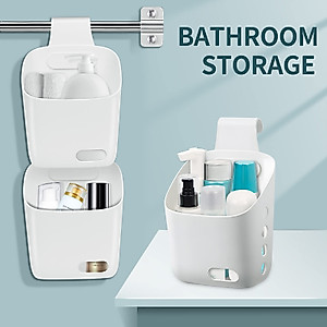 FYY Plastic Hanging Basket for Storage 3 Pack, Plastic Basket with Detachable Hook, Hanging Storage Containers Organizer Shelf for Office Bedroom Kitchen Bathroom White