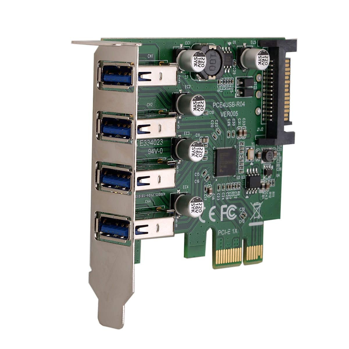 ChenYang 4 Port PCI-E 1X to 4 USB 3.0 HUB PCI Express Expansion Card Adapter with 80/120mm PCI-E Slot Bracket