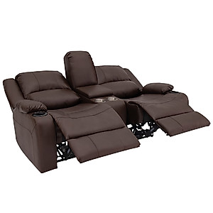 RecPro Charles Collectiom | 70" Powered Doubled Recliner | Suprima Leather (Mahogany)