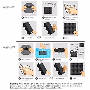 Acoustic Foam Panels of 24 Pack, 2021 New Sound Proof Foam Panels 2" x 12" x 12", Soundproof Insulation for Wall, Noise Absorbing Padding for Music Studio Bedroom Home, Decreasing Noise