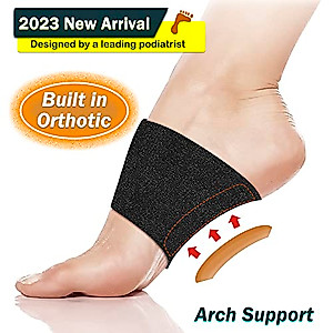 Compression Arch Support Wrap Plantar Fasciitis Braces 【Patent Pending】 Adjustable Foot Sleeves, Cushioned Arch Orthotic Support Pain Relief, Fallen Arches, High Arch, Flat Feet, Men and Women (W 6-9.5 / M 5-8, Back - 1 pair)