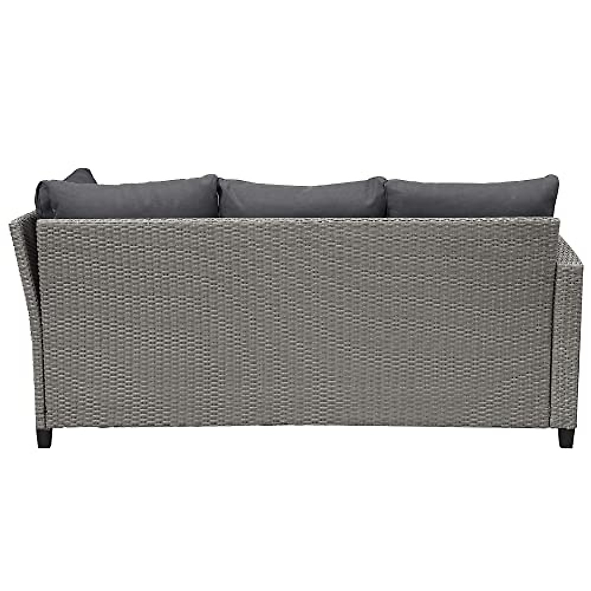 FANYE 5 Pieces All Weather Outdoor Patio Furniture Conversation Sets PE Wicker Rattan Sectional Couch Include 1 Table, 2 Sofas, 2 Ottomans and 3 Pillows Corner, Dark Gray