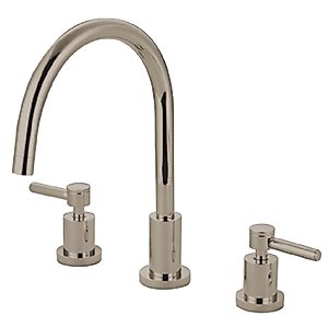 Kingston Brass KS8726DLLS Concord Widespread Kitchen Faucet, 7-7/8 inch in Spout Reach, Polished Nickel