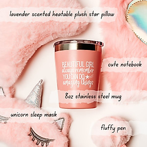 TrueSooth Unicorn Gifts for Girls Age 6-8 - Lavender Plushie/Plush Star Pillow, Girls Unicorn Sleep Mask, Mug, Notebook Set - Birthday for 6, 7, 8 Year Old Girl, Little Girl Gifts