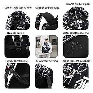 MITOWERMI Boys Backpack for Kids Letters School Bags for Elementary Primary Student Bookbags Middle Backpacks Teen Casual Travel Back Pack