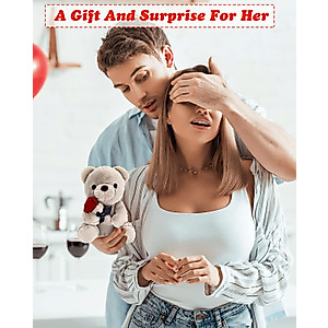 9.8'' Teddy Bear with Rose, Soft Plush Bear Doll Stuffed Animal Toys Valentines Day Decor Gifts for Her/Girlfriend Lover Mom Kids (White)