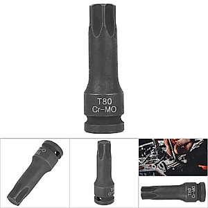 Actaday 1/2inch Hex Screwdriver Socket Adaptor, Star Head Drive Air Impact Wrench Bit Set, 42 Chrome Molybdenum Steel, Socket Car Repair Tools (T80)