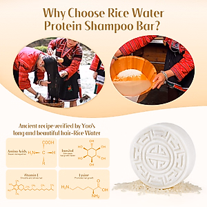 Leafinty Rice Water Shampoo Bar - 2 in 1 Fermented Rice Water Solid Shampoo and Conditioner for Hair Growth and Moisturizing - Vegan, pH Balance, Zero Waste, 3.5oz