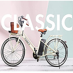 NAKTO 350W Electric Bike 26" Commuting E-Bike 6 Speed Electric Bikes for Adults City Ebike for Women High Speed Electric Bikes with 36V 12AH Removable Battery