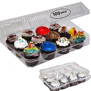 case of 100 12 Compartment Cupcake Container with Hinged Lid Clear 12 cavity cupcake container disposable plastic cupcake boxes 12 Compartment Cupcake Containers
