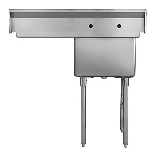 Kratos 29N-008 - Commercial NSF 1 Compartment Sink - 18"Wx18"Lx12"H Bowl Size - 18" Drain Board