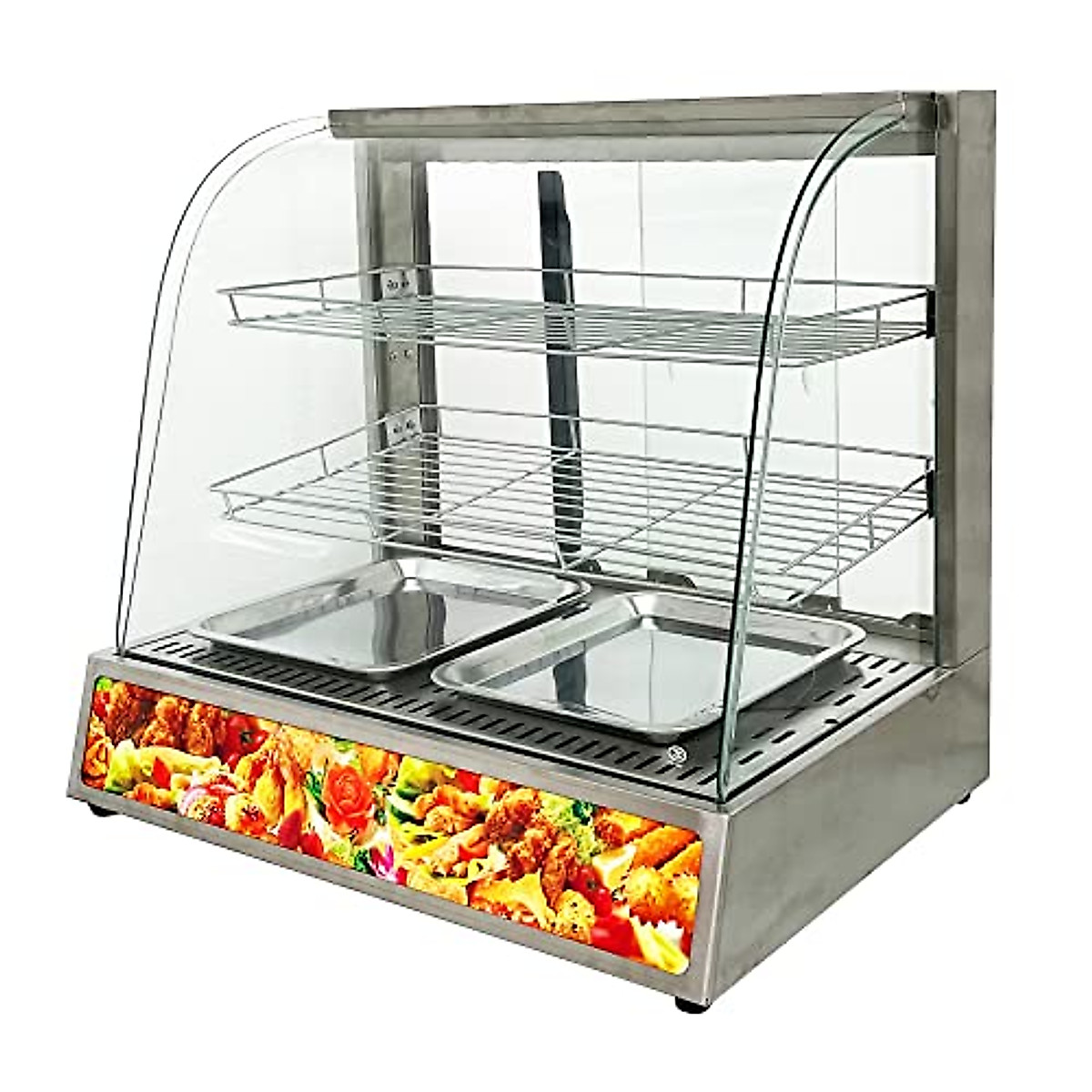 TECHTONGDA Commercial Countertop Food Display Case Electric Food Warmer Case for Pizza Dessert Food Display Cabinet 3 Tiers 700W