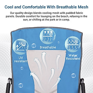 AsterOutdoor Low Sling Beach Chair Folding Lightweight Mesh Back Sand Chair for Camping Outdoor Lawn, Carry Bag Included, Supports 250lbs (2 Count)