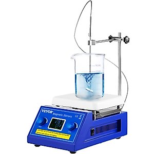 VEVOR Magnetic Stirrer Hot Plate, 5000ml Capacity 320°C/608°F Max Temp Ceramic Coated Lab Stirrer 200-2000RPM Digital Magnetic Stirrer with Support Stand, Temp Probe Sensor and Stirring Bar